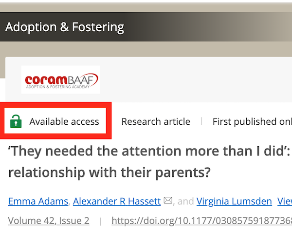 How to access member only Special Edition articles | CoramBAAF